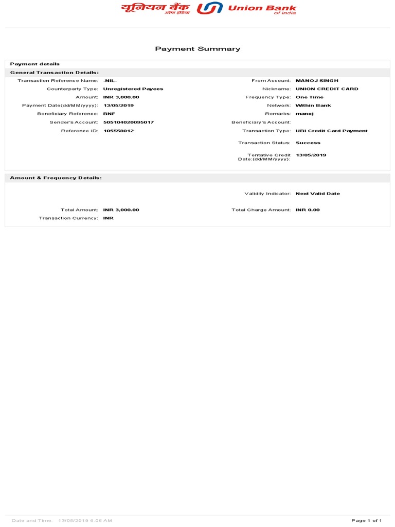 Payment Summary: Payment Details General Transaction Details | PDF ...