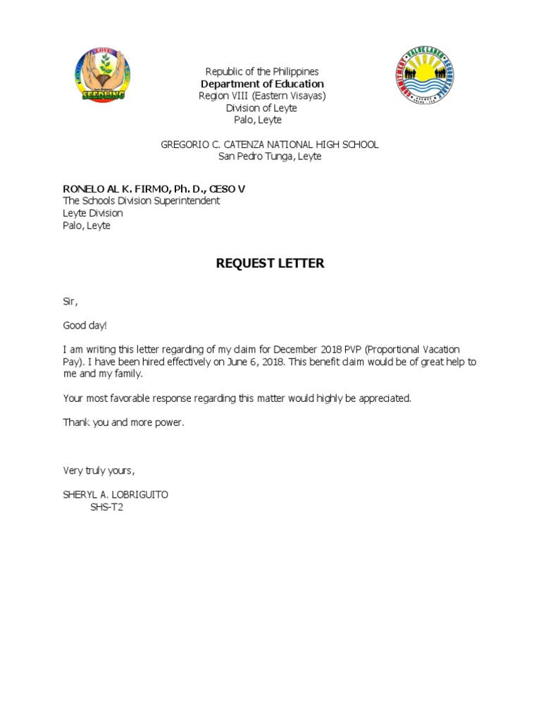 Request Letter: Department of Education | PDF