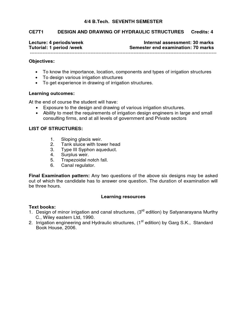 Design and Drawing of Hydraulic Structures | PDF | Technology & Engineering