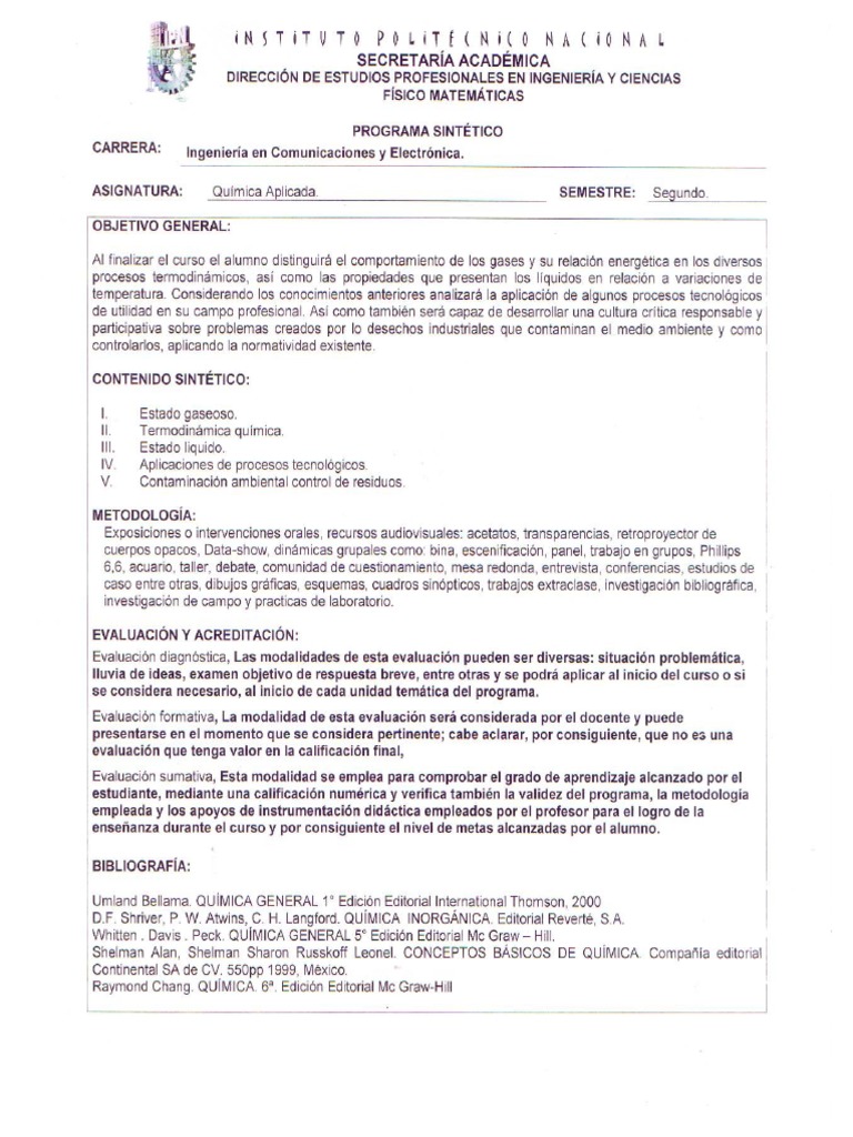 Química Aplicada - 2do - Sem - Ipn PDF | PDF