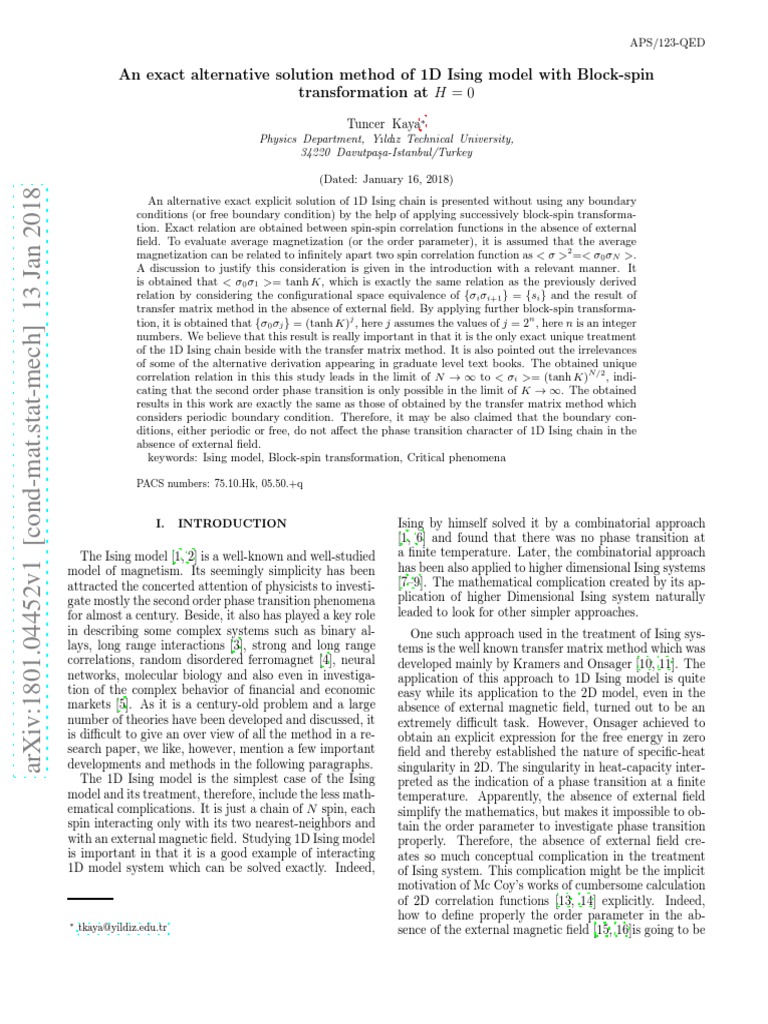 Ising Model - Alternatives | PDF | Phase Transition | Matrix (Mathematics)