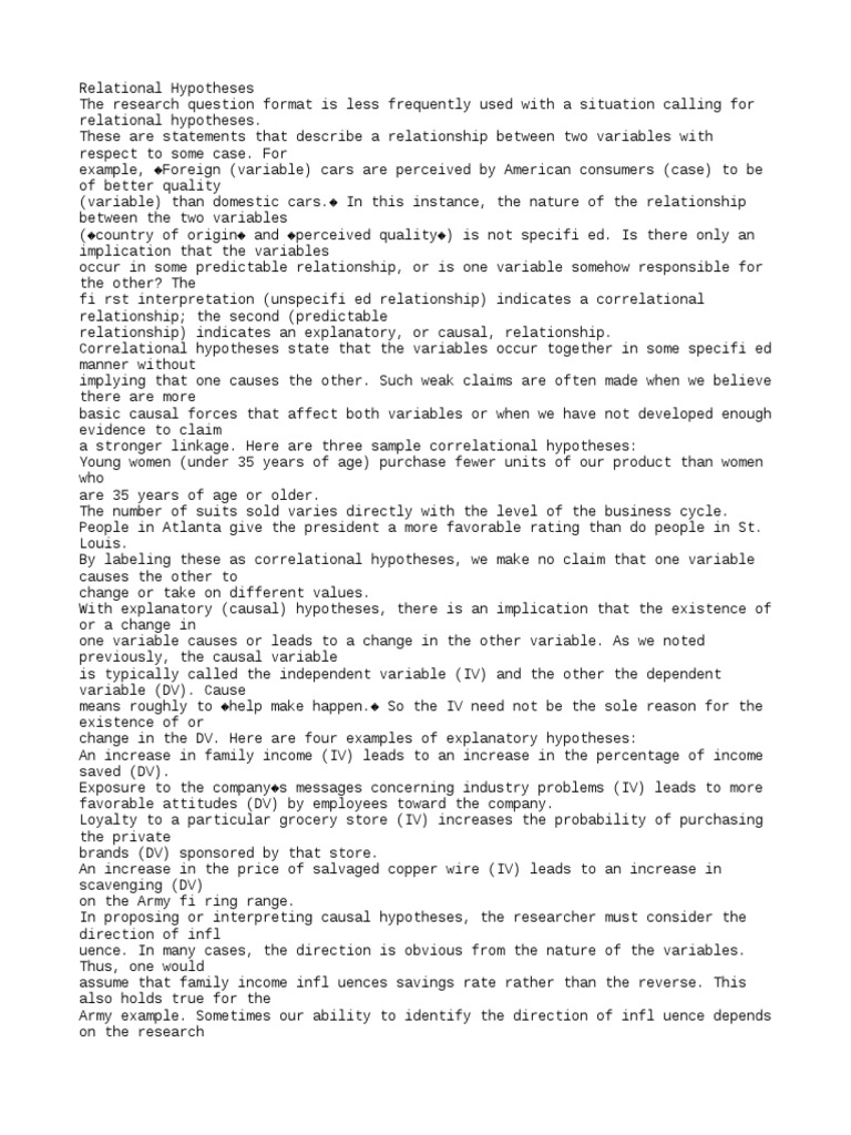 Relational Hypothesis | PDF | Causality | Hypothesis