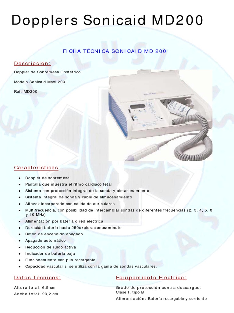 Dopplers Sonicaid md200 | PDF | Efecto Doppler | Auriculares