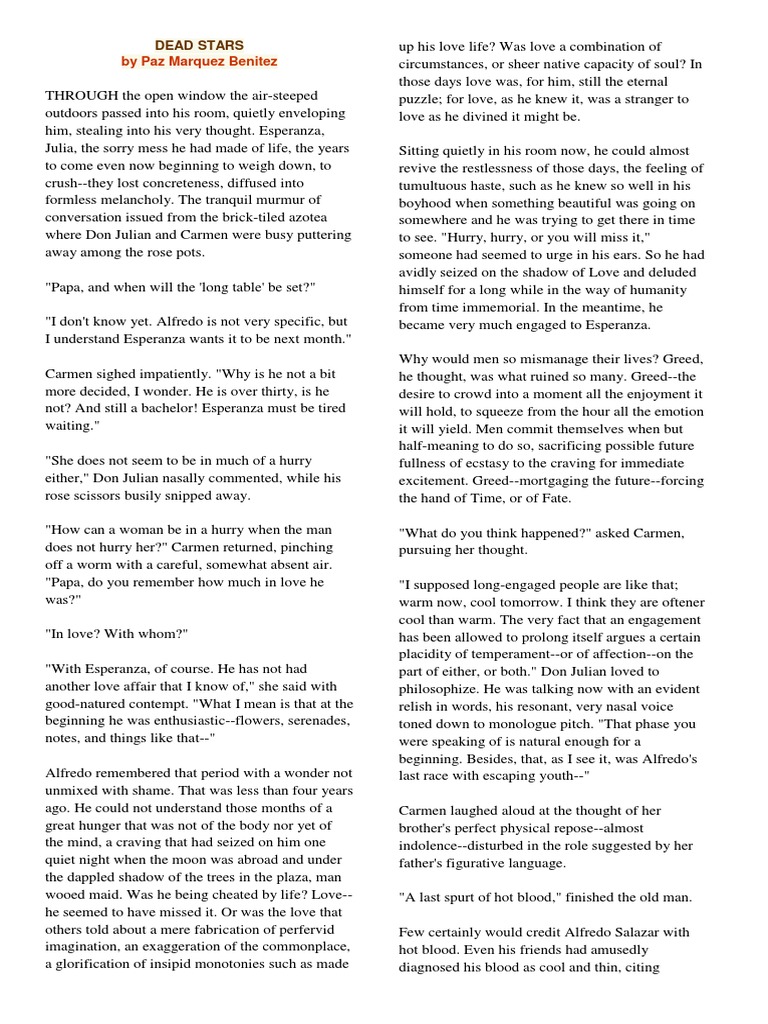 By Paz Marquez Benitez: Dead Stars | PDF | Poetry