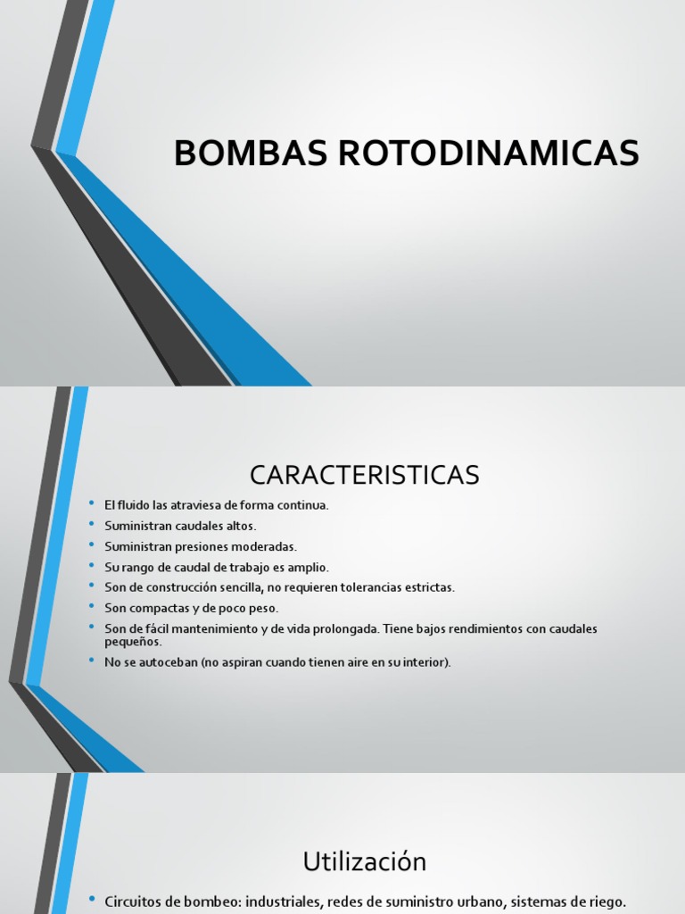 Características de Bombas Rotodinámicas | PDF | Bomba | Hierro
