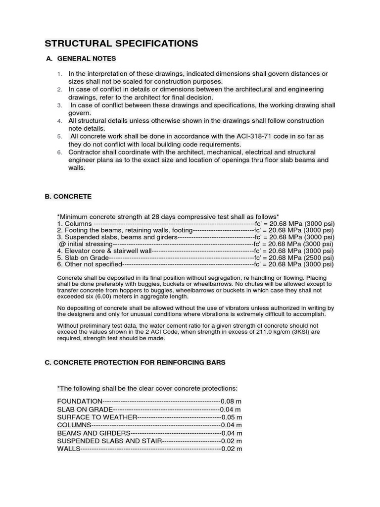 Structural Specifications: A. General Notes | PDF | Structural Steel ...