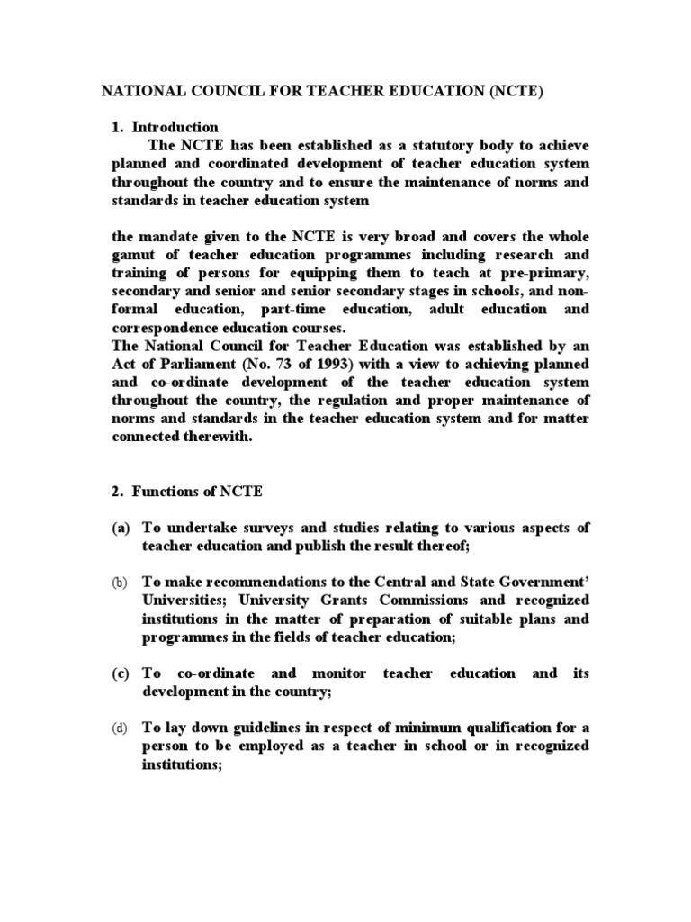 NCTE | PDF | Teacher Education | Teachers