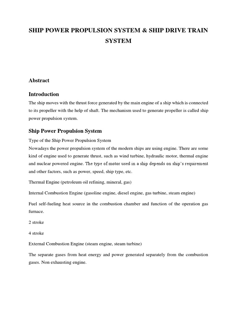 Ship Power Propulsion System & Ship Drive Train System | PDF