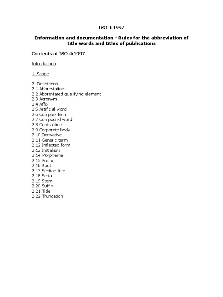 (ISO 4 - Information and Documentation ... Preview) 21 | PDF | Word ...