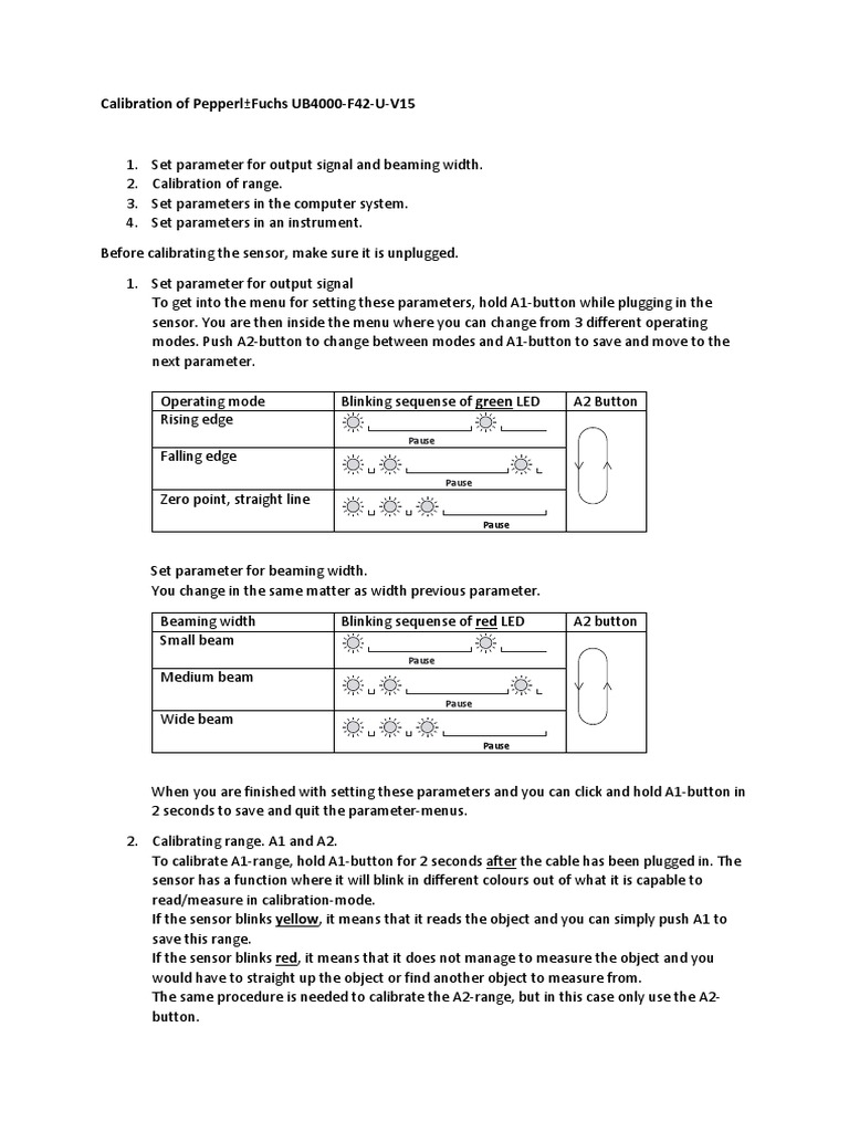Calibration of Pepperl+Fuchs UB4000 | PDF | Sensor | Parameter (Computer Programming)