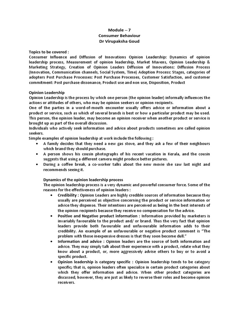 Consumer Behavior - Module 7 | PDF | Customer Satisfaction | Marketing