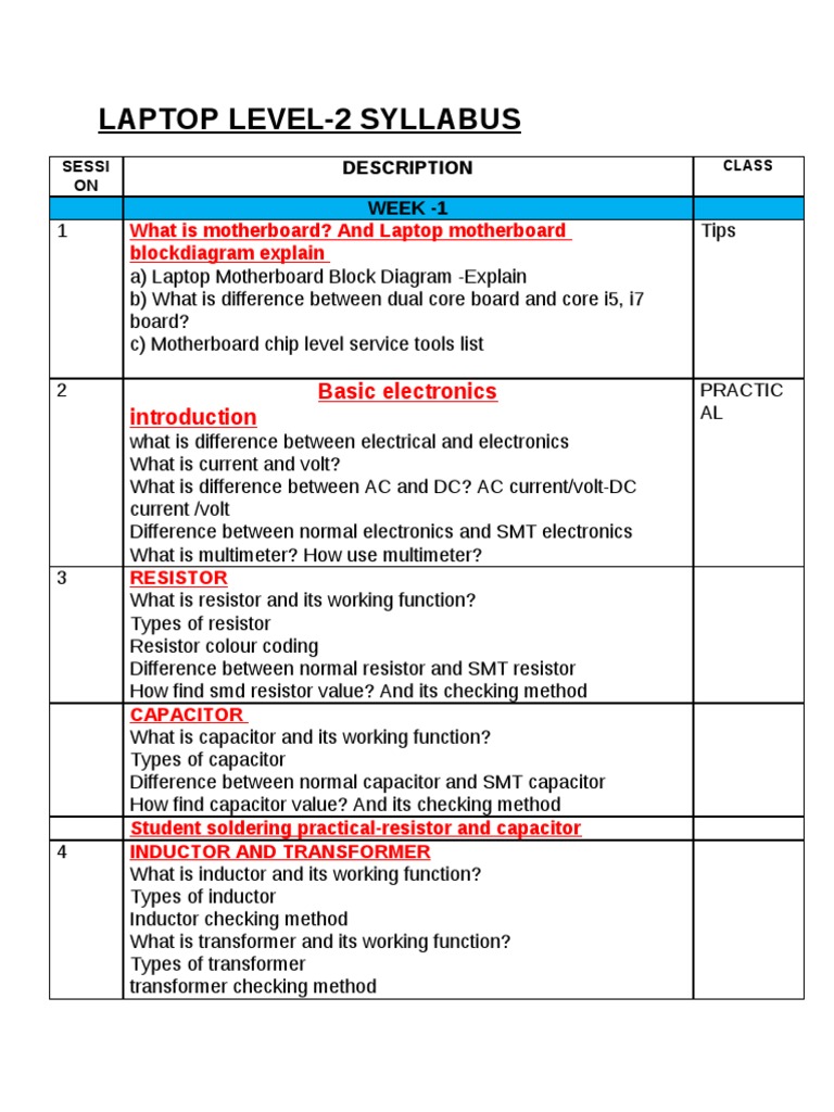 Laptop Chip Level Repair Course Syllabus | PDF | Battery Charger ...