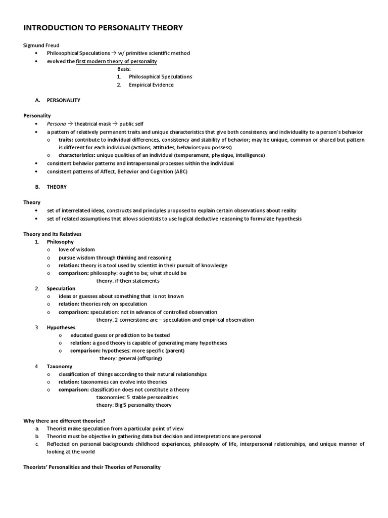 Freud's Introduction to Personality Theory | PDF | Personality ...