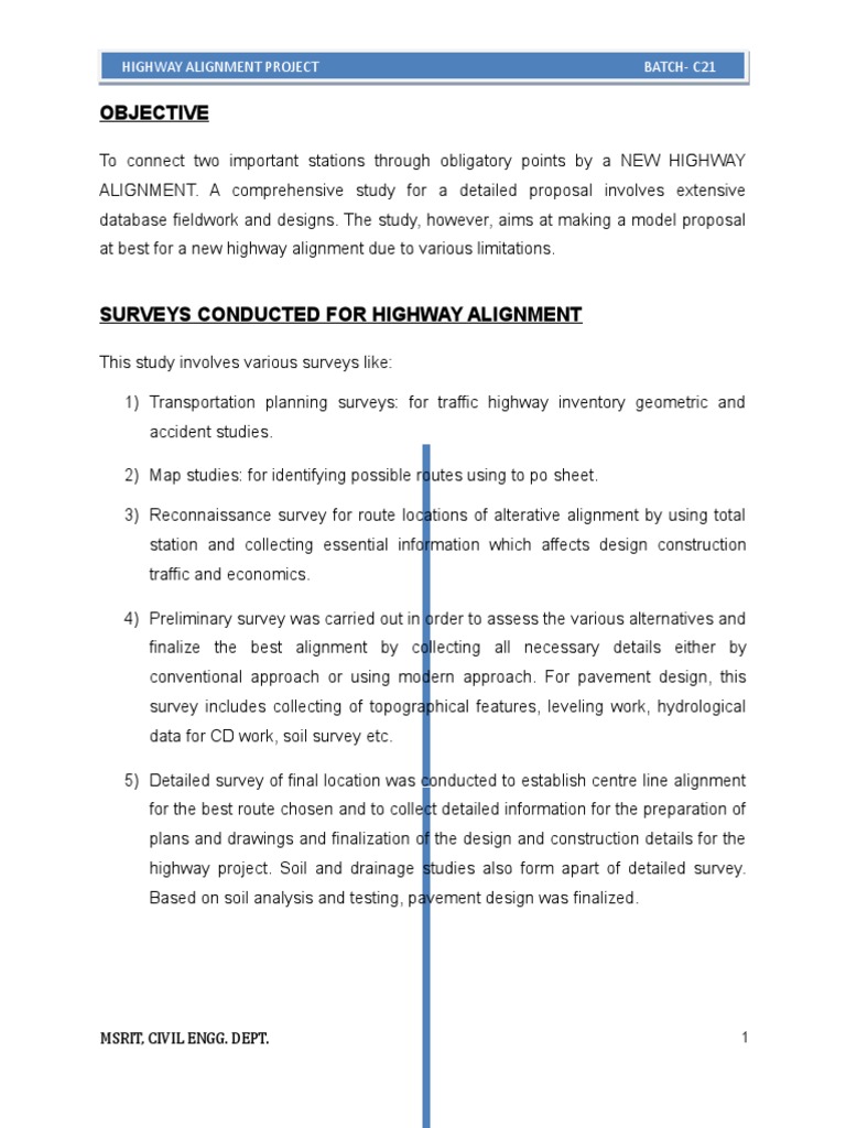 New Highway Alignment Study | PDF | Surveying | Road
