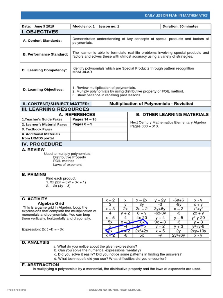 01 Multiplication of Polynomials Review | PDF | Polynomial | Abstract ...