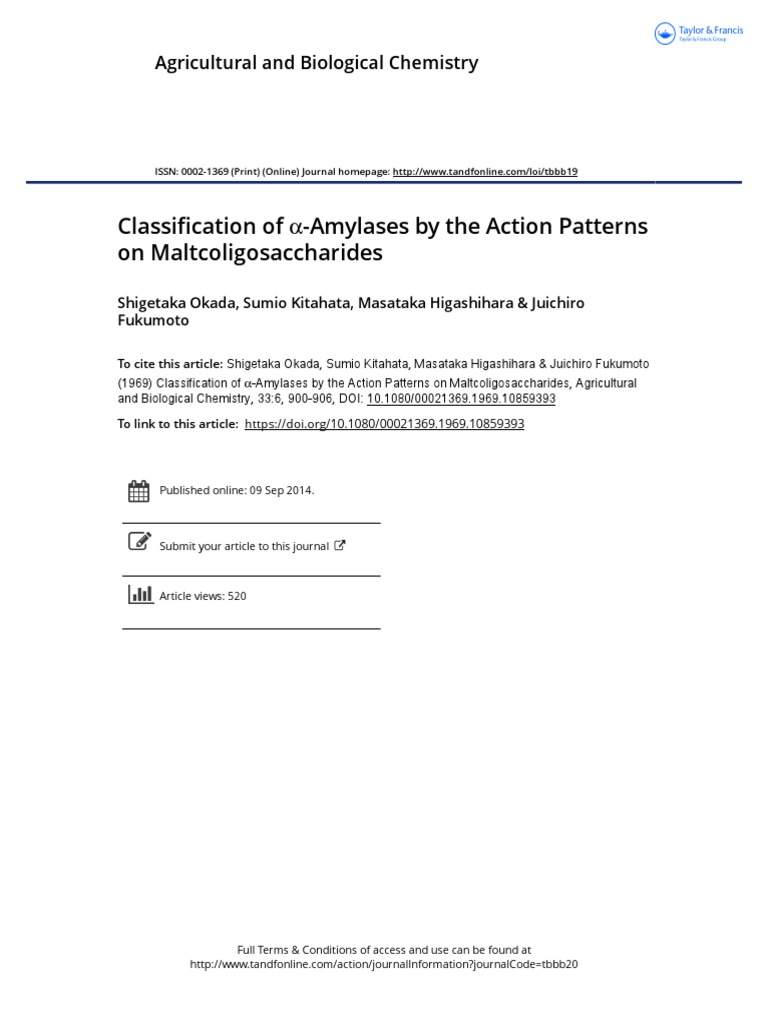 Classification of Amylases by The Action Patterns On ...