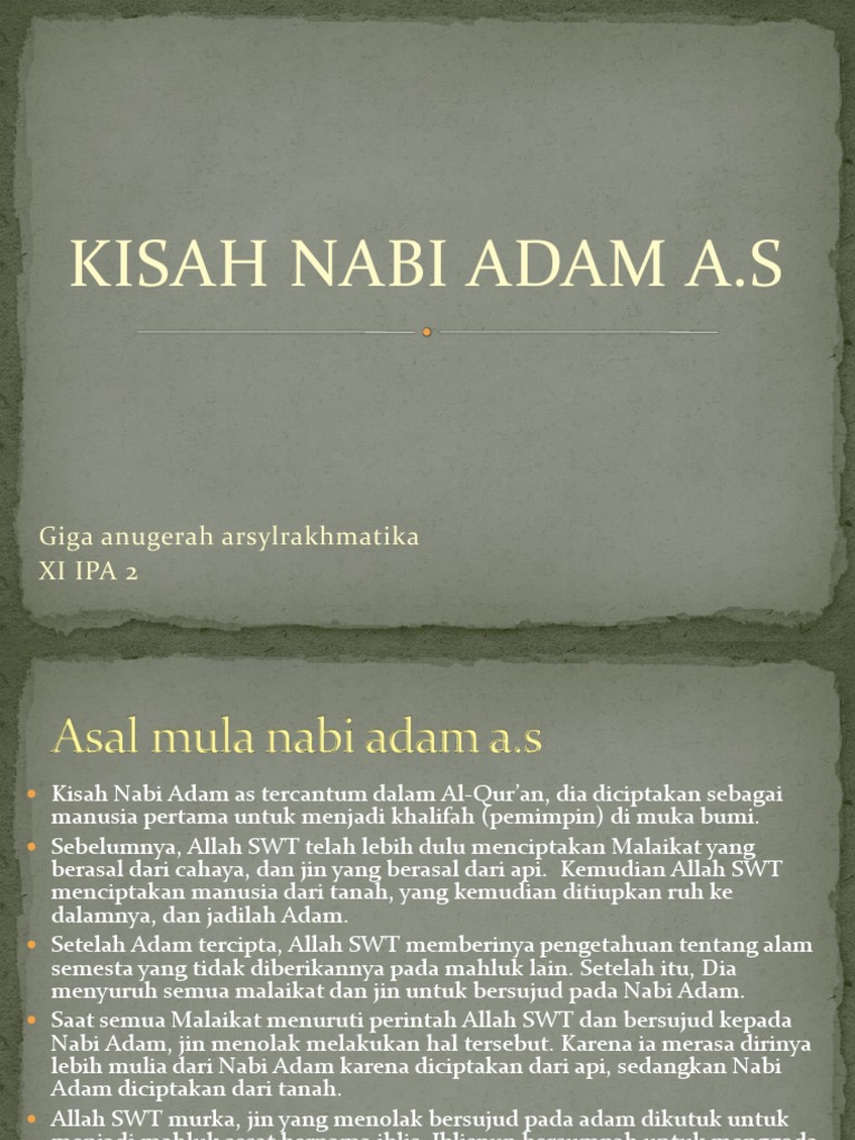 Kisah Nabi Adam: Manusia Pertama | PDF