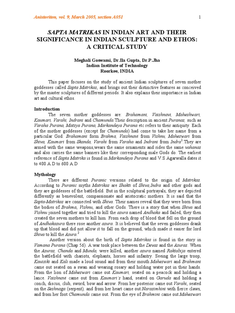 Saptmatrika | PDF | Devi | Hindu Mythology