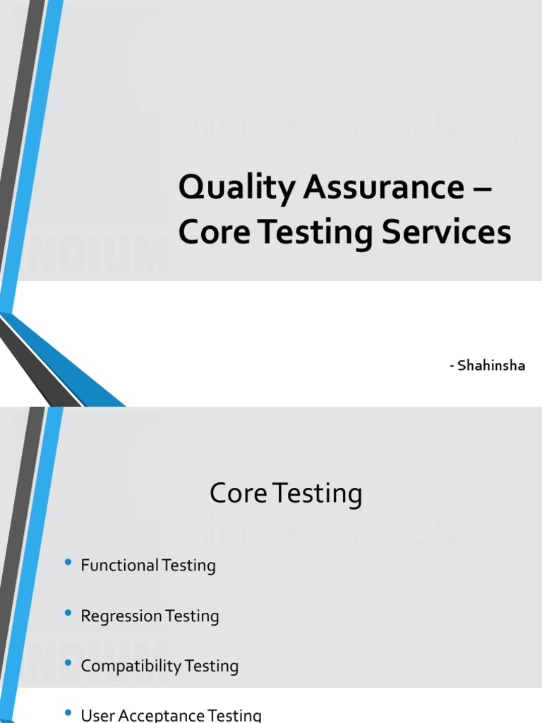 Quality Assurance - Core Testing Services: - Shahinsha | PDF ...