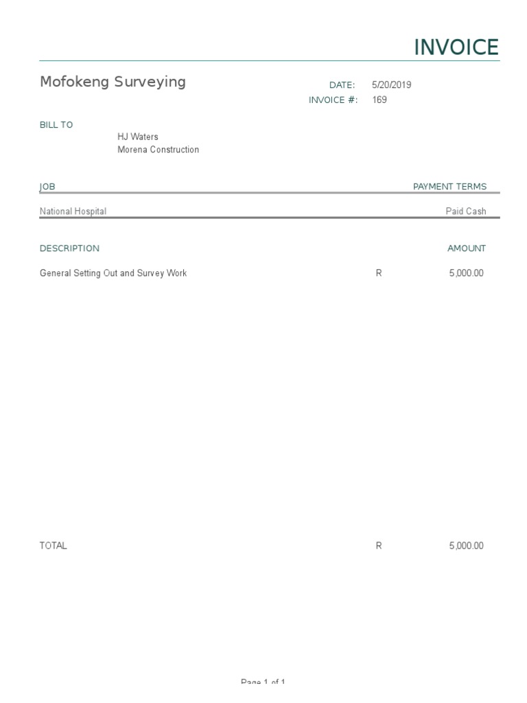 Survey Invoice for Morena Construction | PDF