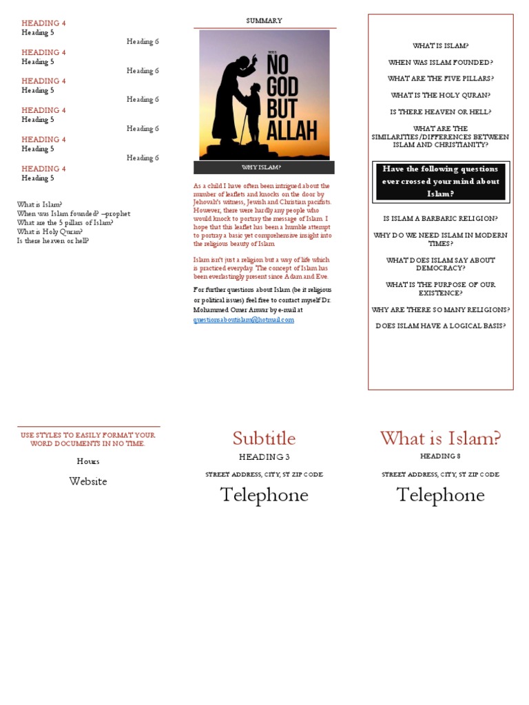 Islam Leaflet Project | PDF | Religious Belief And Doctrine | Religious ...