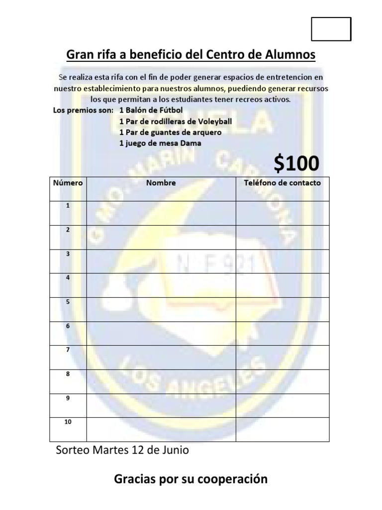 Gran Rifa A Beneficio | PDF