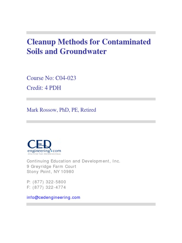 Cleanup Methods For Contaminated Soil and Groundwater PDF | PDF ...