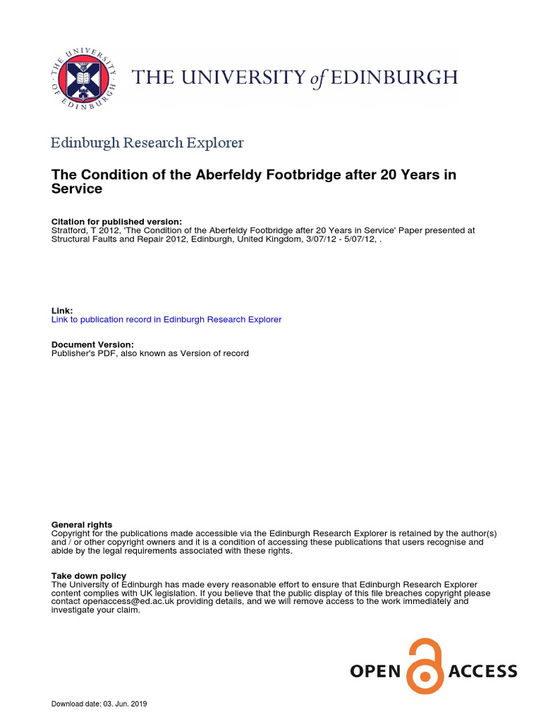 Edinburgh Research Explorer: The Condition of The Aberfeldy Footbridge ...