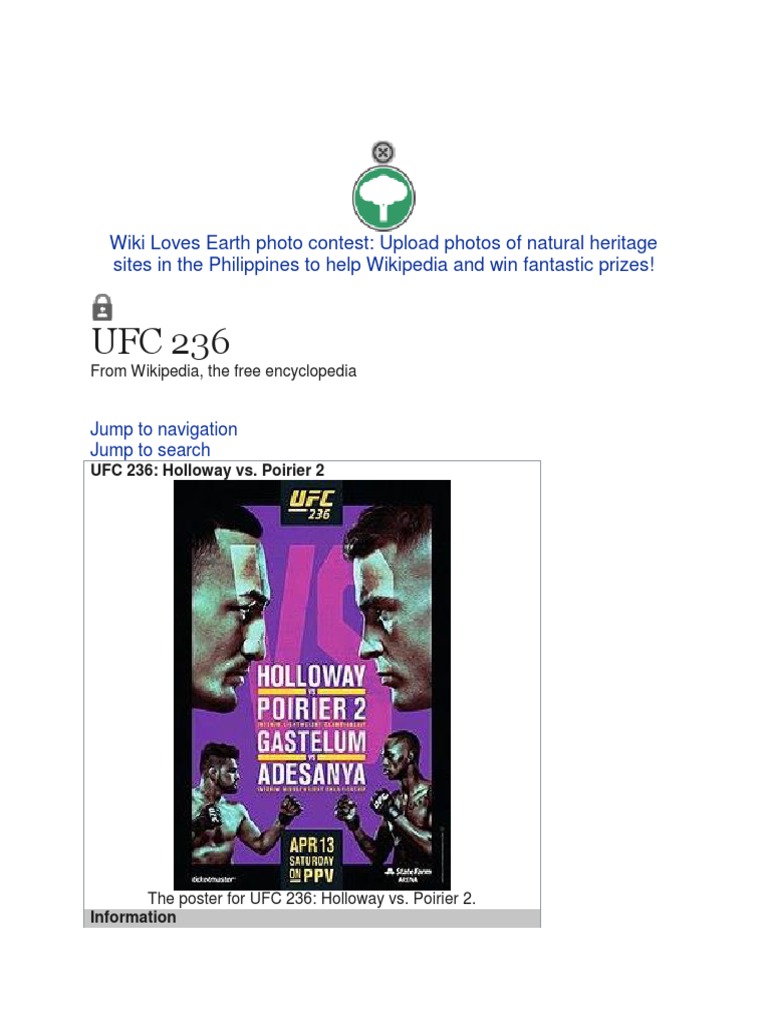 Ufc 236 | PDF | Ultimate Fighting Championship | Wikipedia