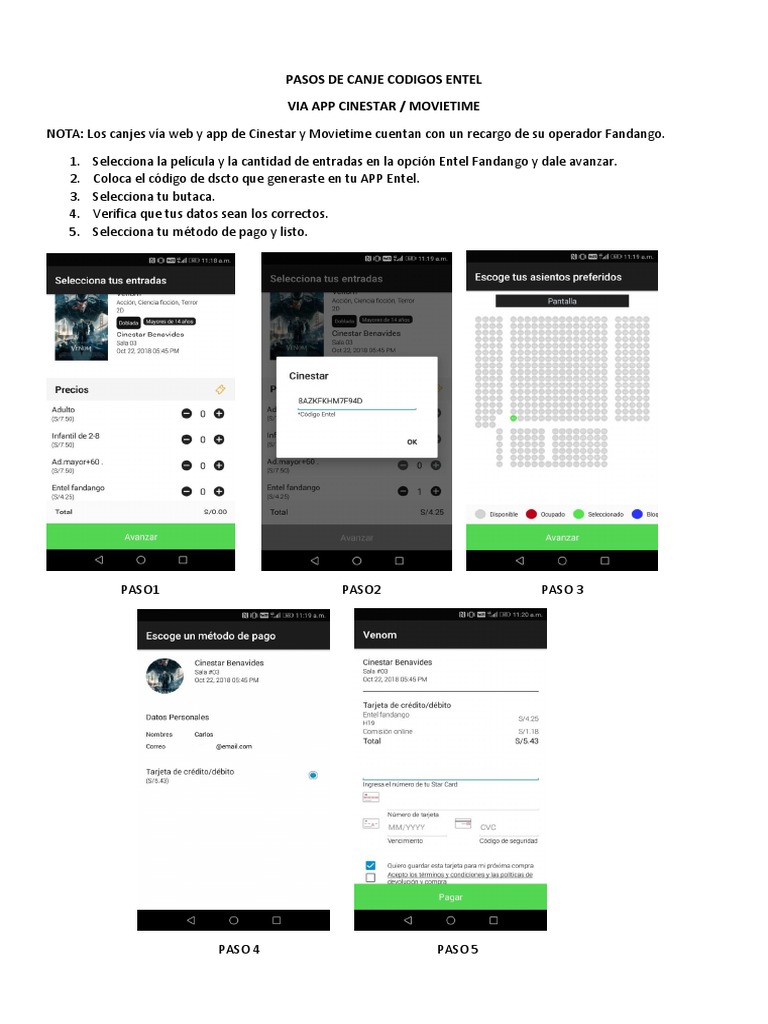 Pasos de Canje App Cinestar y Movietime | PDF | Negocios | Informática