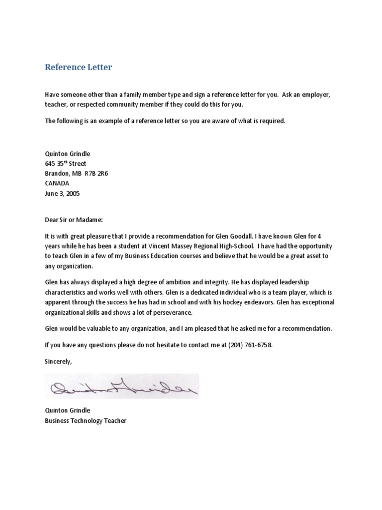 Reference Letter | PDF