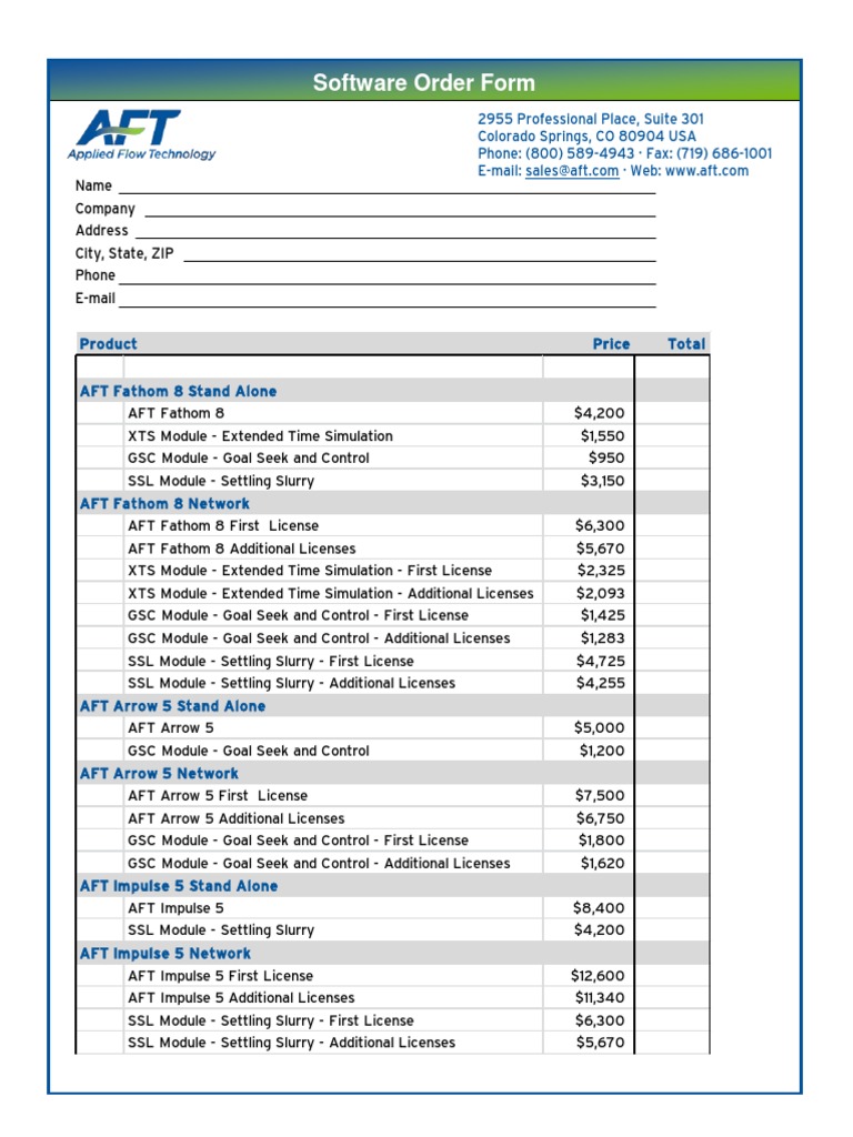 AFT Software Prices (2015SWOrderForm) | PDF | Software | Business
