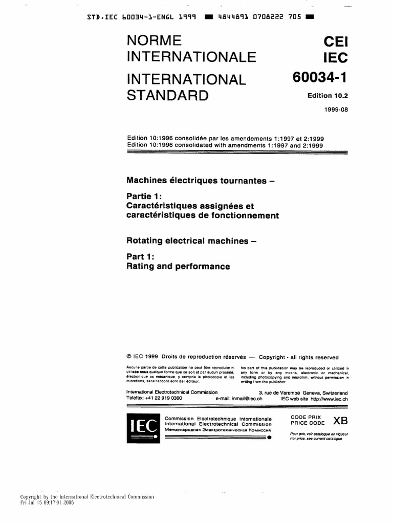 IEC 60034-1 - (1999) - Rotating Electrical Machaines-Rotating and ...
