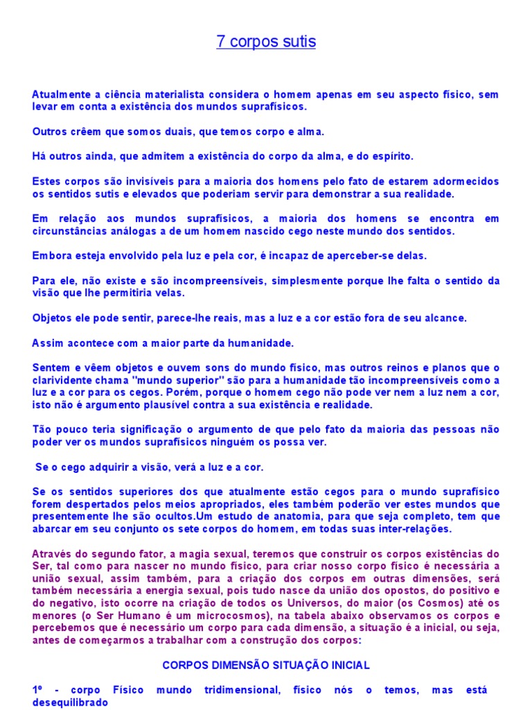 7 Corpos Sutis | PDF | Mente | Alma