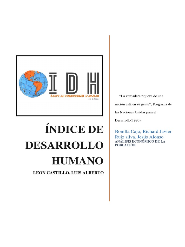 1. El IDH | Índice de Desarrollo Humano | Bienestar | Prueba gratuita ...