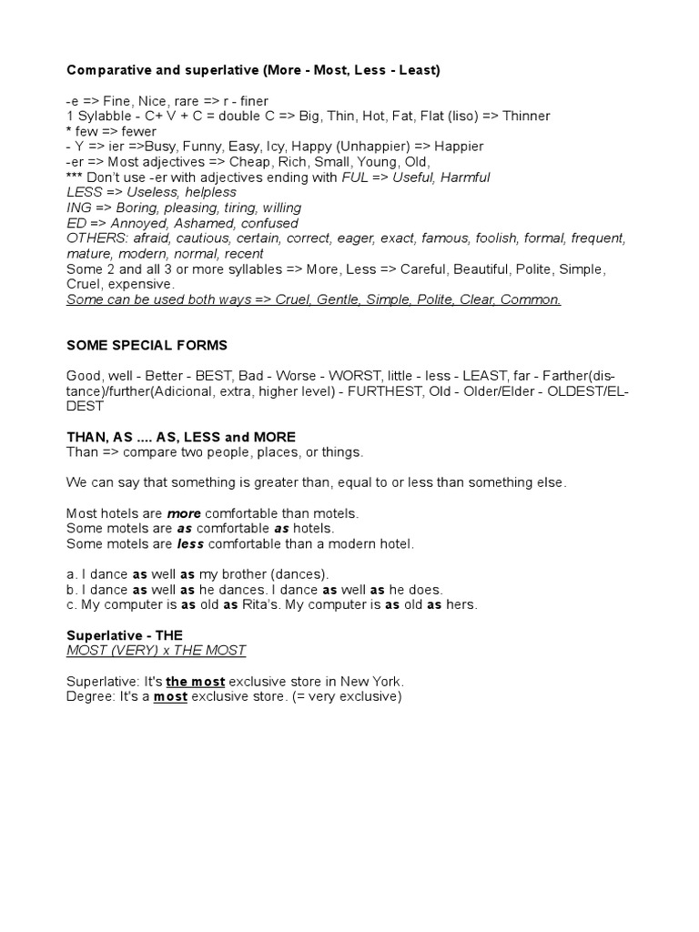 COmparative and Superlative - Explanation | PDF