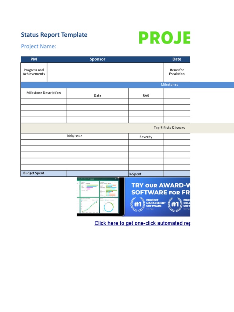 ProjectManager Status Report Template 2019 | PDF