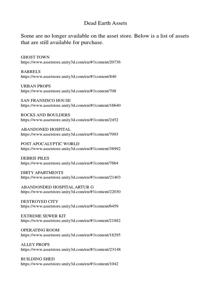 Available Dead Assets for Purchase | PDF