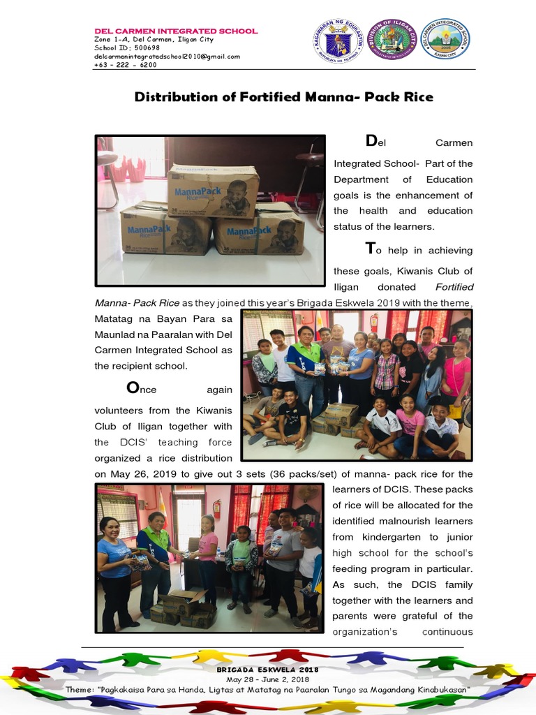 Distribution of Fortified Manna - Pack Rice | PDF | Psychology ...