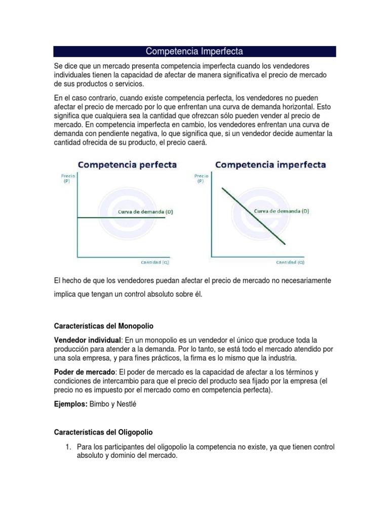 Competencia Imperfecta | PDF | Oligopolio | Monopolio