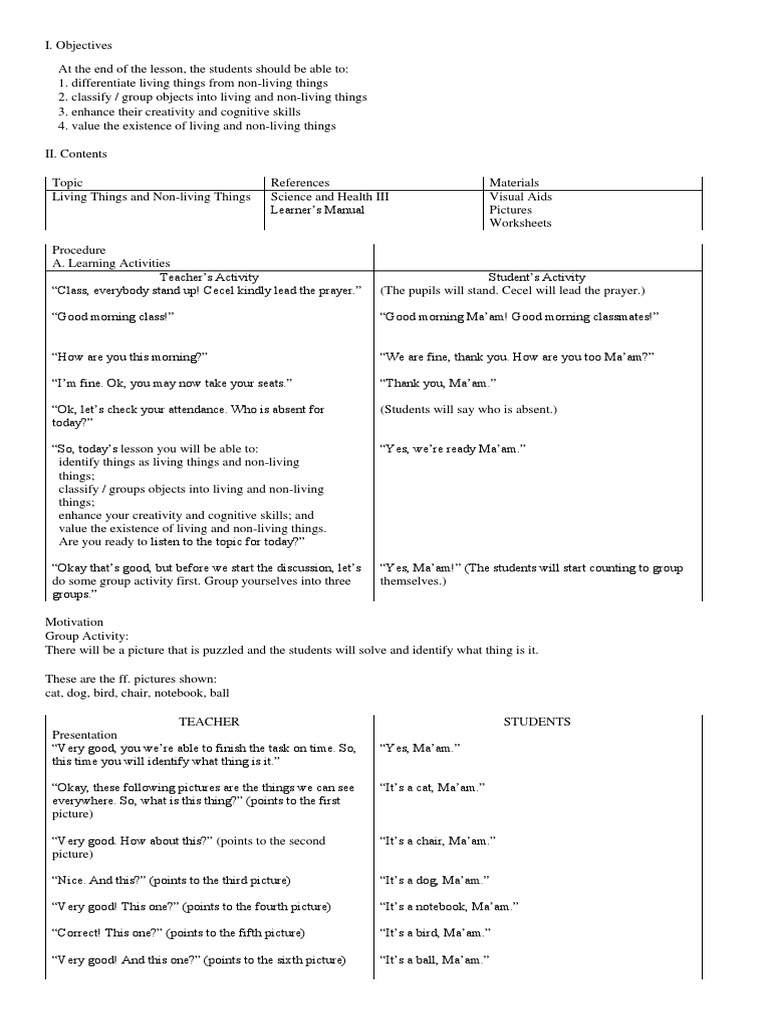 Classification Of Living Things Lesson Plans High School Living Things