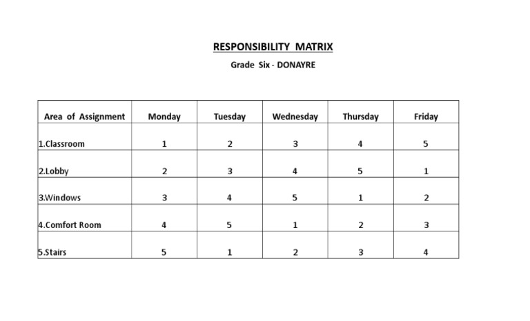 Responsibility Matrix | PDF