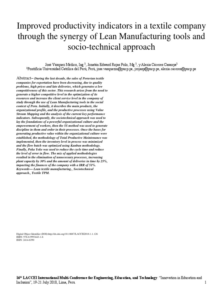 Lean Manufacturing in Peruvian Textiles | PDF | Lean Manufacturing ...