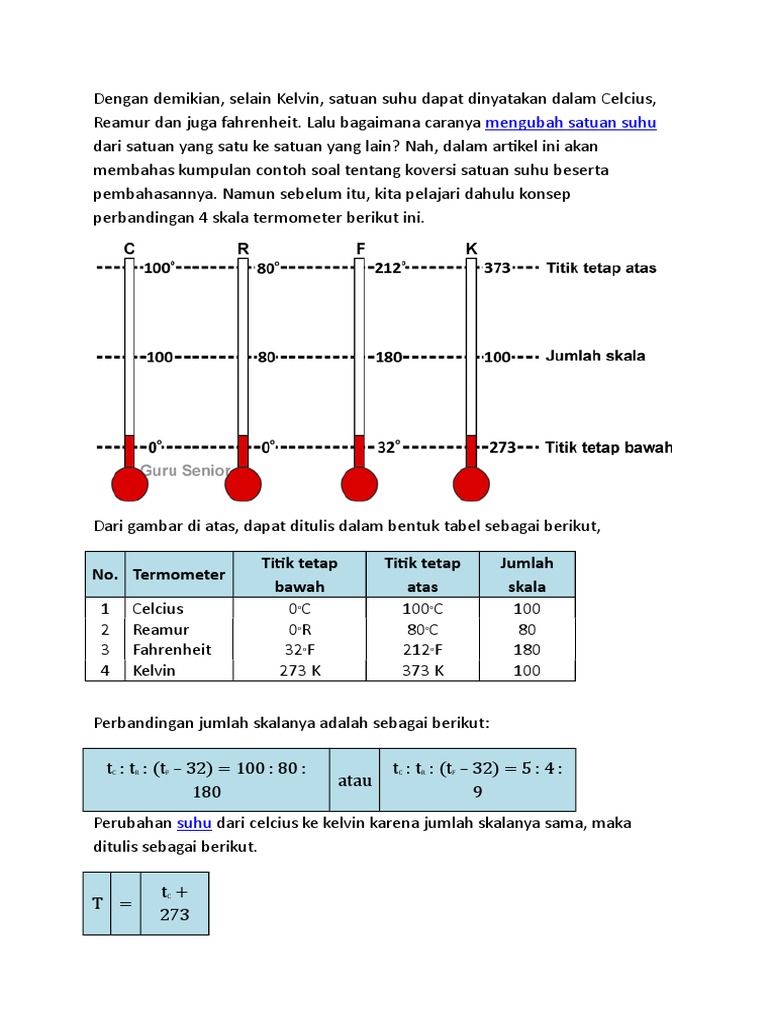 Perbandingan Skala Termometer Suhu | PDF