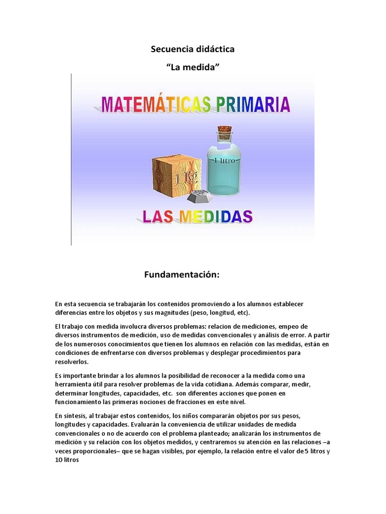 Secuencia Didáctica Medidas | PDF | Kilogramo | Medición