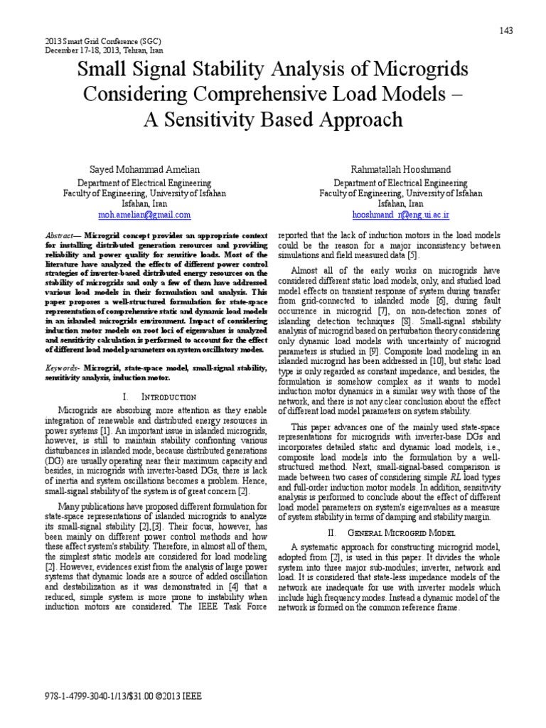 Small Signal Stability Analysis of Microgrids Considering Comprehensive Load Models - A ...