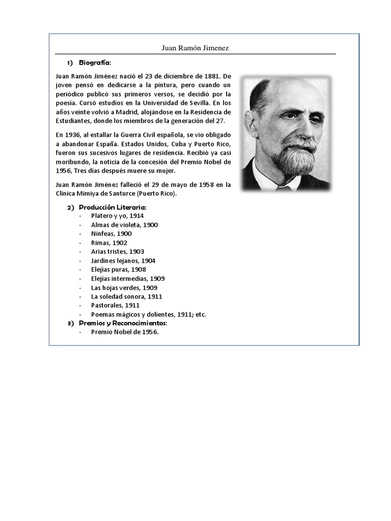 Biografía de Juan Ramón Jiménez | PDF | Poesía