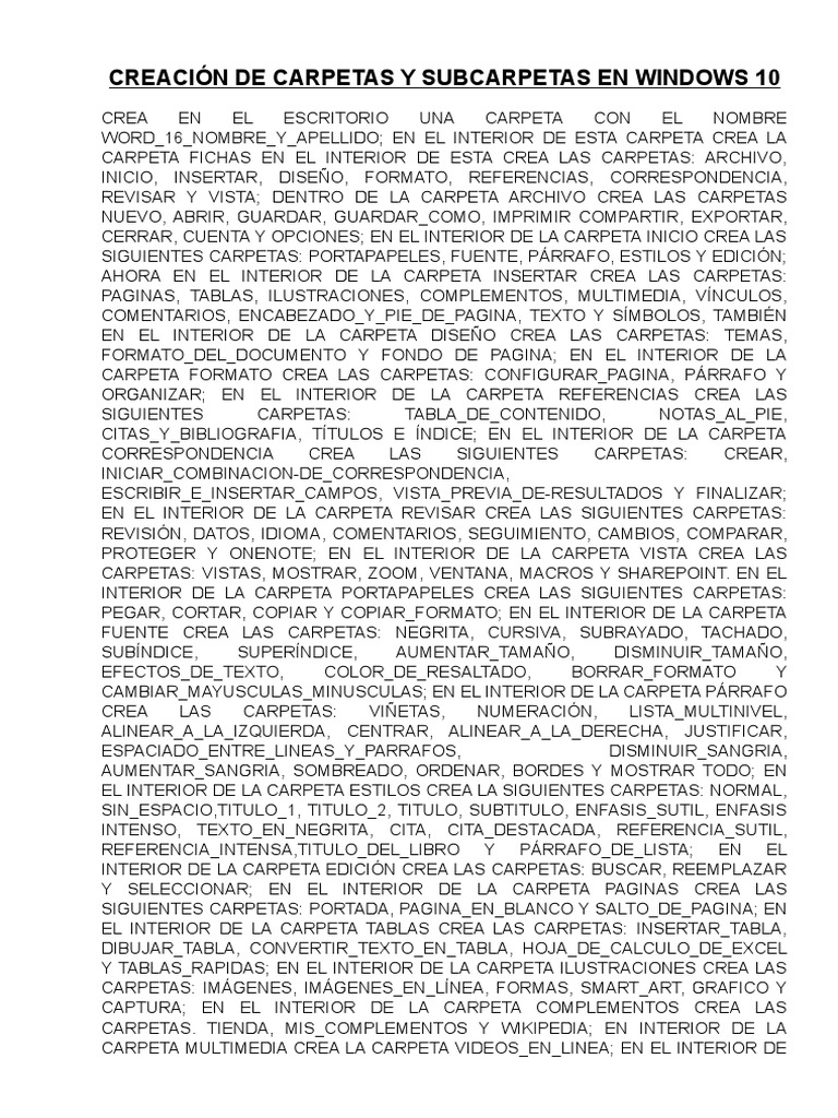 Creación de Carpetas en Word | PDF | Archivo de computadora | Microsoft ...