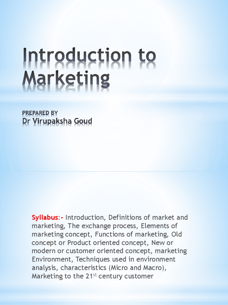 MARKETING MANAGEMENT - 1st Unit - Introduction To Marketing | PDF ...
