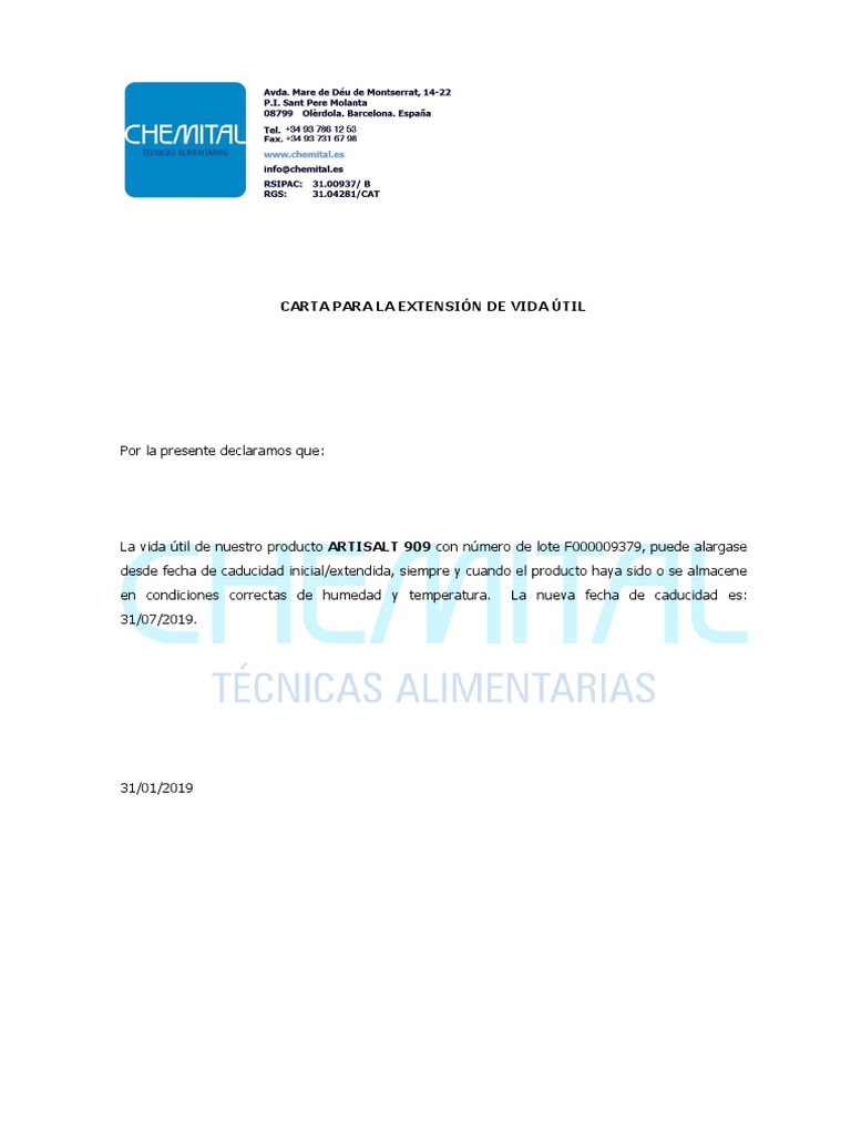 Extensión Vida Útil - F000009379 | PDF | Naturaleza | Business